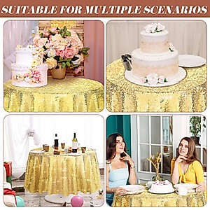 Moukeren 6 Pcs Round Sequin Tablecloth Glitter Round Tablecloth Round Table Cloth Table Covers Decorations for Wedding, Birthday Party, Christmas and Halloween Decor (Gold, 50 Inch)