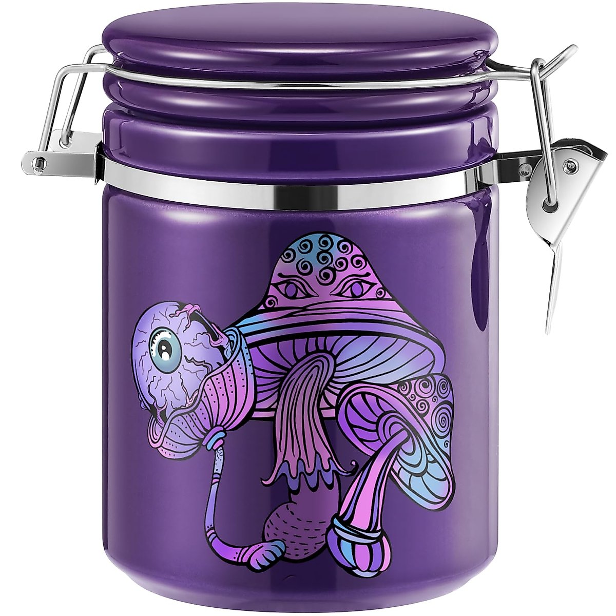 Smell Proof Container (500ml - 1 Oz), Mushroom Stash Jar Airtight Container -Separate Space for Humidity Pack, Smell Proof Jar Stash Container Cute Storage Box Case, Clay Odor Proof Container, Purple