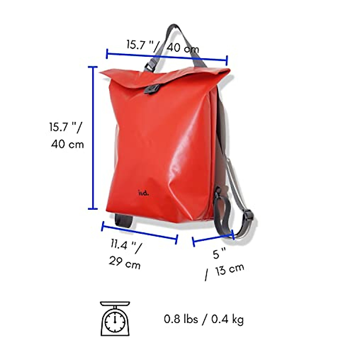 iod 15L Weatherproof Backpack with Zipper & Magnetic Fastener - Tarpaulin Bag with Adjustable Backpack Straps (Yellow with dark blue straps)