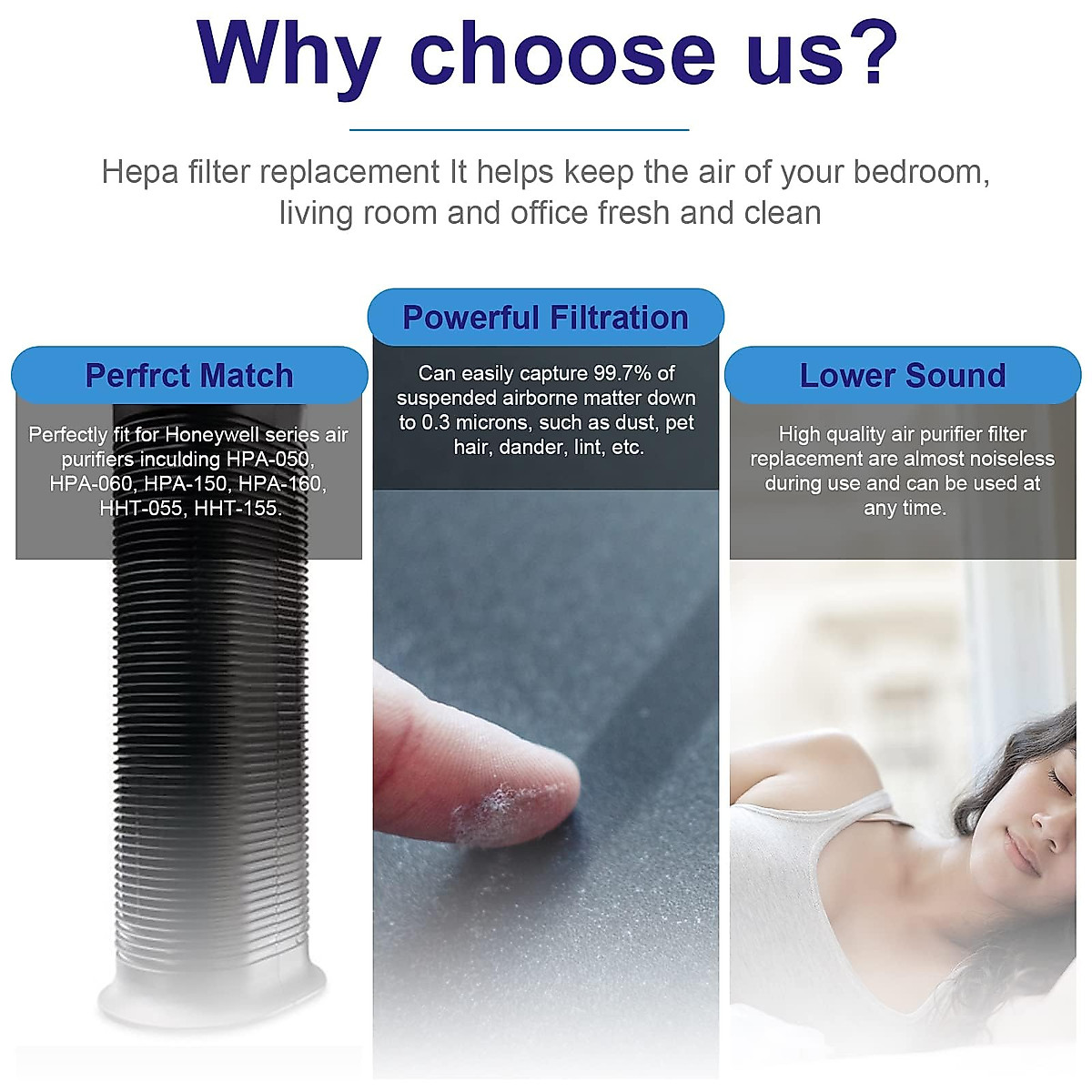 4 + 4 Pack HEPA Filters,Compatiable with Honeywell H Filter,True HEPA Replacement Filters H Compatible with Honeywell HRF-H1 HRF-H2 Fits Model HPA050, HPA150, HPA060, HPA160, HHT055, HHT155