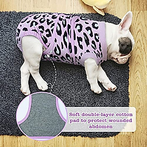 FUAMEY Dog Recovery Suit,Pet Body Suits After Surgery,Lepard Printed Spay Suit for Female Dog,Male Dogs Surgical Neuter Suit,Dog Onesie Alternative to Cone E-Collar,Pet Abdominal Anti Licking Shirt