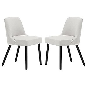 MINCETA Dining Chair,Morden Wood Leg Upholstered Kitchen Chair Set of 2,Performance Fabric in Beige Gray