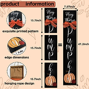 ARTUFAN Fall Wooden Porch Sign with 'Hey there pumpkinf'and orange burlap bow,Welcome Sign for Porch Farmhouse Thanksgiving Autumn Front Door Decor -47.2"