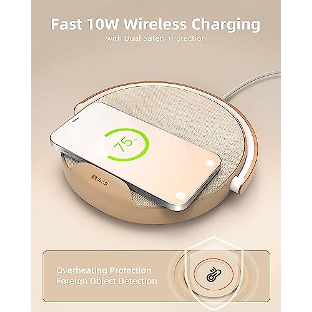 EZVALO Mothers Day Gifts for Her, Bedside Lamp with Wireless Charger, 4 in 1 Dimmable LED Night Light, Nightstand Touch Lamp, Portable Bluetooth Speaker, Birthday Gifts for Women, Men, Mom