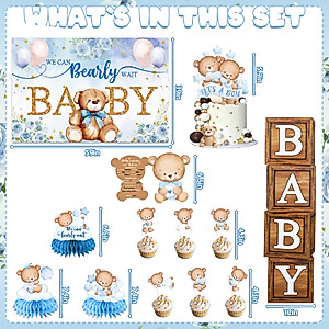 Cocomigo 187pcs We Can Bearly Wait Baby Shower Decorations Teddy Bear Baby Shower Decorations We Can Bearly Wait Balloon Arch Kit Its A Boy Baby Shower Decorations for Baby Shower Themes Party