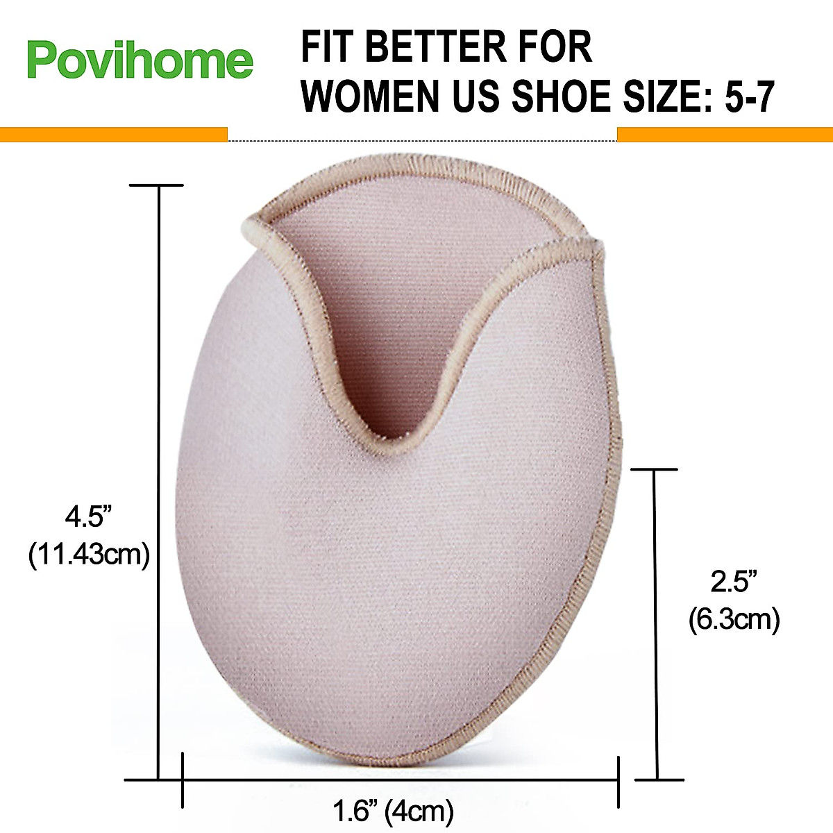 Povihome Toe Pouches Pads to Protect Toe, Gel Toe Cover for Women's 5-7 for Heel, Ballet, Point Shoes - 1 Pairs