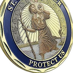 Patron Saint of Travelers Prayer Commemorative Coin St Christopher Challenge Coin for Travelers