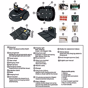 Smart Weeder, 3000 RPM Mowing Robot, Mowing Range: 2600㎡, Battery Life: 2-3 Hours, Anti-Theft + Automatic Charging, Used for Back Garden/Lawn Care