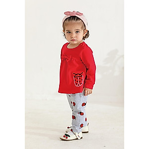 Eghunooy Baby Girls Clothes Set 2 Piece Long Sleeve Ladybug Pattern Infant Outfits (18-24 Months) Red