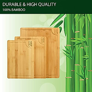 Gold Armour Bamboo Cutting Board, (Set of 3) Kitchen Chopping Boards for Meat Cheese and Vegetables, Heavy Duty Butcher Block