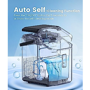 COWSAR Portable Ice Machine, Nugget Ice Maker Machine with Self-Cleaning, 34Lbs/Day, Ice Makers Countertop with Handle, Ice Scoop and Basket for Home Office Party, Black