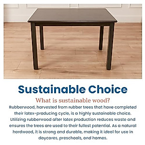 ECR4Kids 24in x 36in Rectangular Hardwood Table with 22in Legs, Kids Furniture, Grey Wash