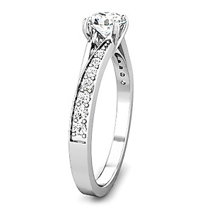 Blocaci Engagement Ring 1 CT Center Round Cut Moissanite Engagement Rings for Women 10k White Gold Free Engraving