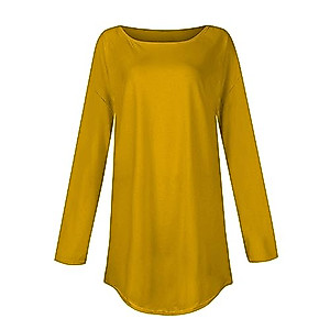 Blouses for Women Dressy Casual Crew neck sweatshirts women Clothes Oversized sweatshirt Womens Sweatshirts Long Sleeve Dress Shirts for Women Long Sleeve Shirts for Women Trendy（1-Yellow,Small）