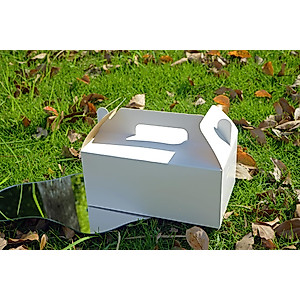 PandaPandaPPS 50 pcs White Gable Boxes (8.25"×5"×4") for Foods, Gifts and Party Favors Treat Boxes, Goodie Gift Boxes for Birthday, Wedding, Baby Shower