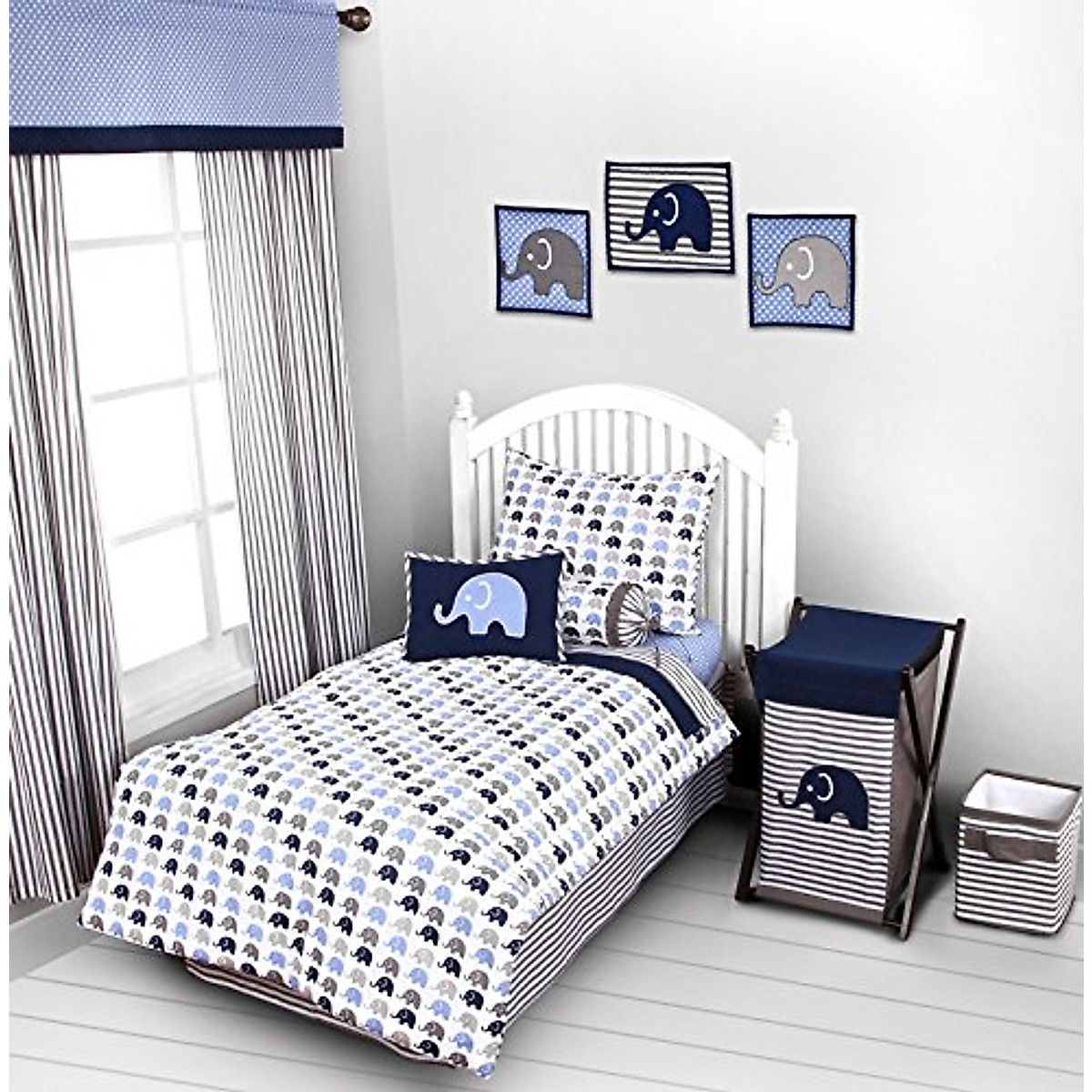 Bacati - Storage Tote (Toy Chest 14.5"L x 24"W x 15"H., Elephants Blue/Grey)