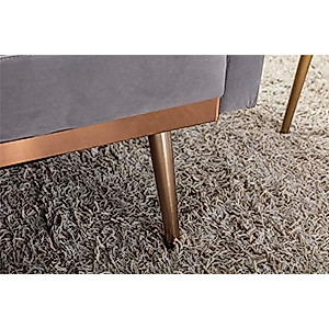 NOSGA Velvet Sofa, Convertible Loveseat Accent Sofa with Two Pillows, Modern Sleeper Sofa Couch Rose Gold Metal Feet for Living Room, Bedroom (Grey)