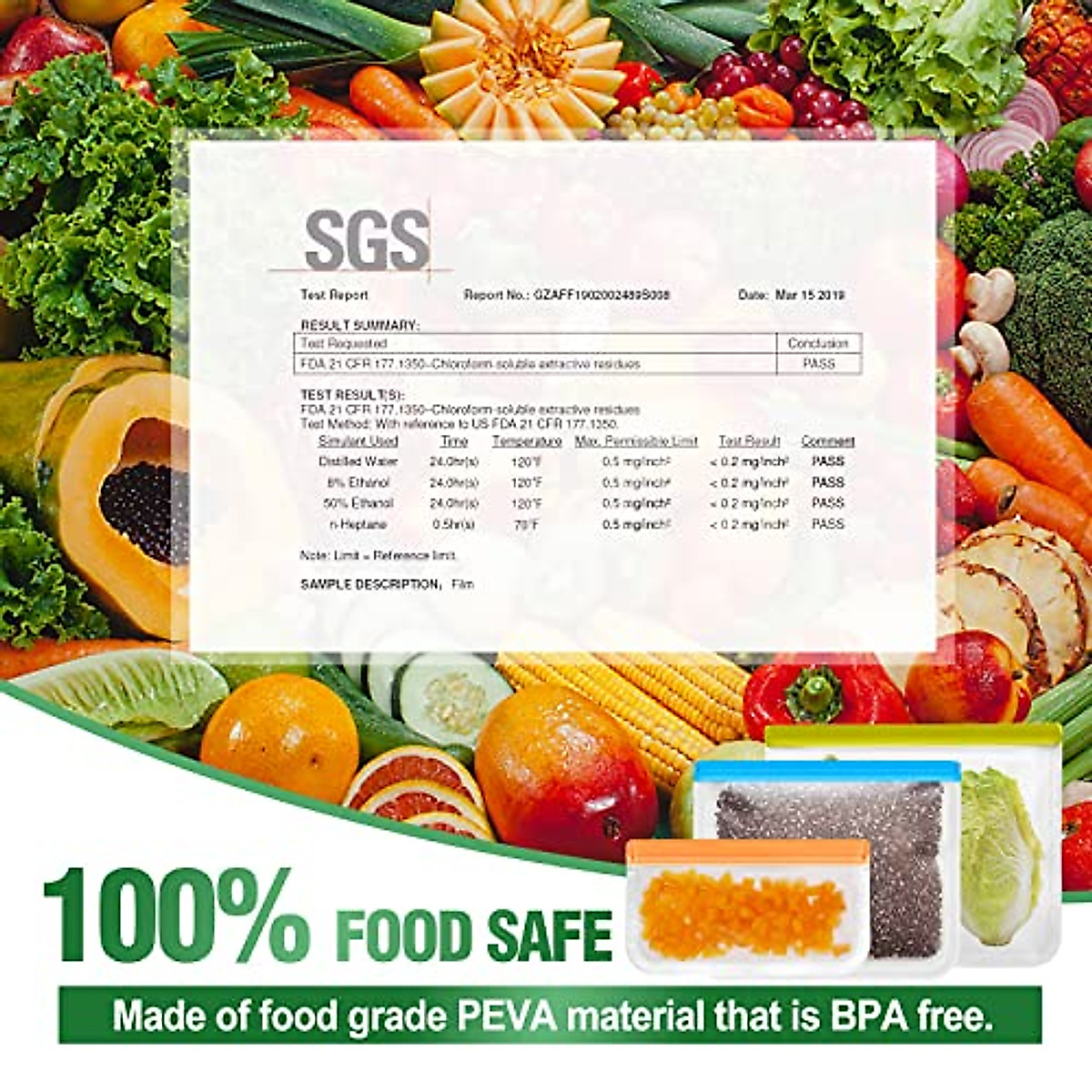 Reusable Freezer Bags Extra Thick & Leak Proof, 9 Pack BPA Free Silicone Bags for Food Storage, Travel, Marinate Meats, Fruit - 3 Gallon Bags & 3 Quart Bags & 3 Snack Bags