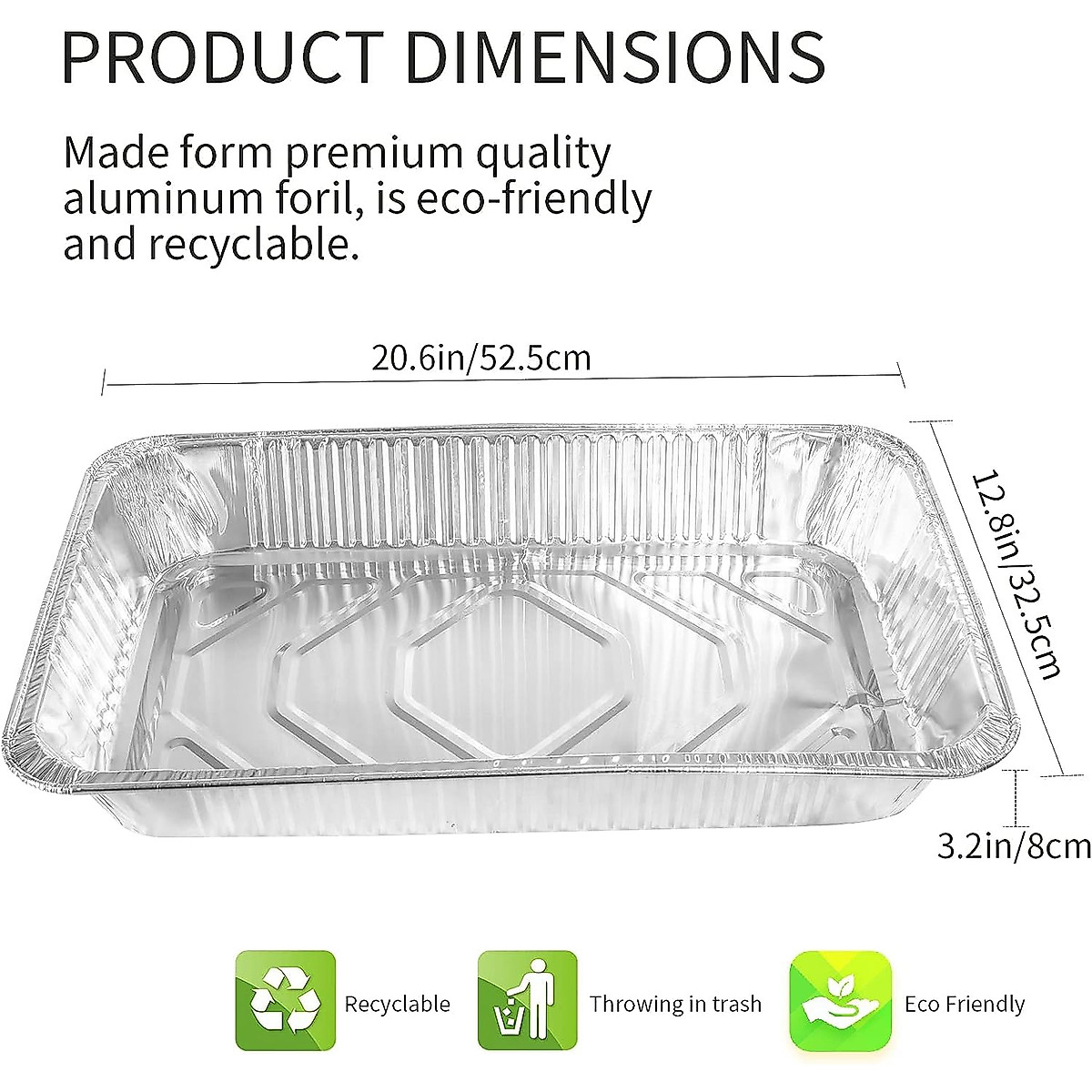 LUCKMETA 21" x 13 ” Aluminum Foil Pans With Lids (20 Pack), Full-Size Deep Steam Pan and Oven Buffet Trays, Food Containers for Catering, Baking, Roasting & Reheating, Recyclable