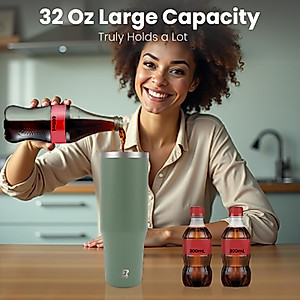 Riley Joy 32 oz 2.0 Stainless Steel Tumbler with Leak-Proof Lid and Straw, Double-Wall Vacuum Insulated Travel Mug for Coffee, Iced Tea, or Water - Ideal for Commutes and Outdoor