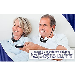 【NEW Model】Seniors & Hard of Hearing | Dual Wireless TV Headset by AudioRange | Delay-Free, Lightweight, Comfortable, Rechargeable In-Ear Headphones for TV Watching, Television Amplifier