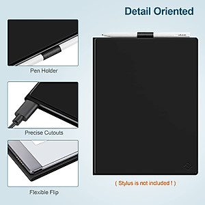 Fintie Slim Case for Remarkable 2 Digital Paper Tablet 10.3 inch (2020 Released) - Premium PU Leather Lightweight Book Folio Cover with Pen Holder, Not Fit Remarkable 1, Black
