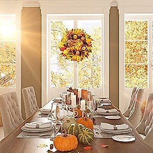 Rocinha Fall Wreath, 20inch Autumn Wreath for Front Door Outside Ideal for Autumn & Halloween & Thanksgiving Day