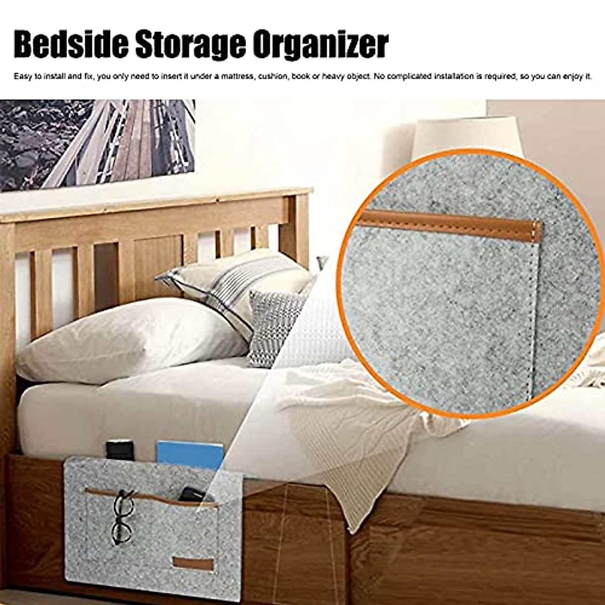 Eulbevoli Bedside Storage Organizer, Large‑Capacity Bedside Hanging Holder for Dormitory Rooms for Families