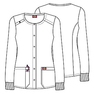 Dickies EDS Women Warm Up Scrubs Jacket Snap Front DK309, L, Fillings For You