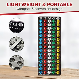 MR CHIPS Bingo Master Board and Easy Read 7/8" Bingo Balls with Fade and Scratch Resistant Large Numbers and Large Letters That Will Never Rub Off