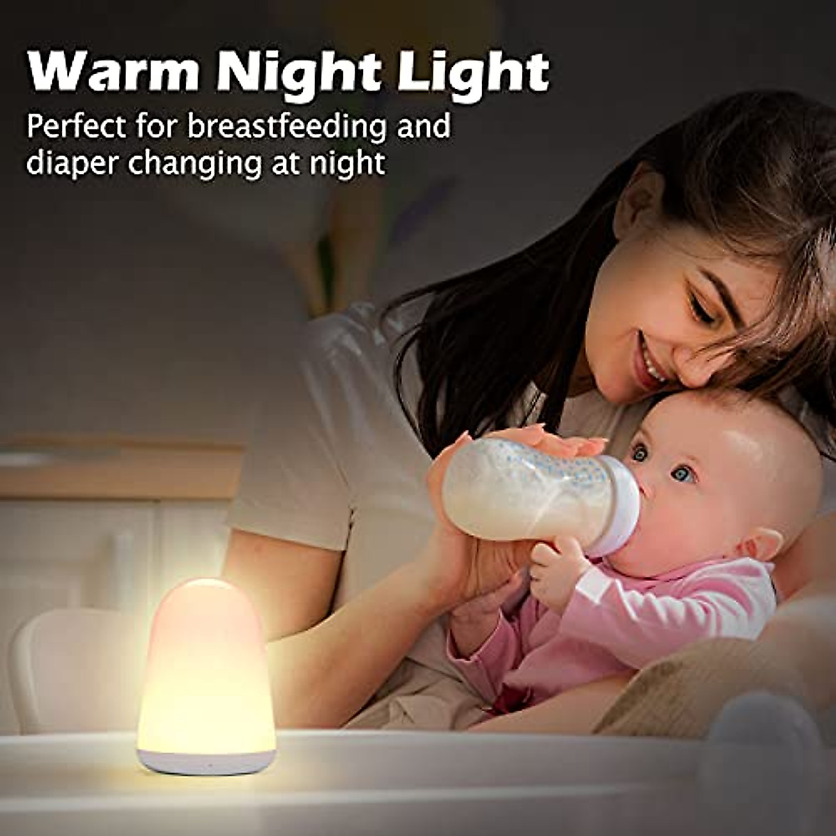 BAXIA TECHNOLOGY Night Light for Kids Room Touch Lamp for Bedroom,Rechargeable Kids Night Light Bedside Lamp with 7 Colors Changing & Dimming