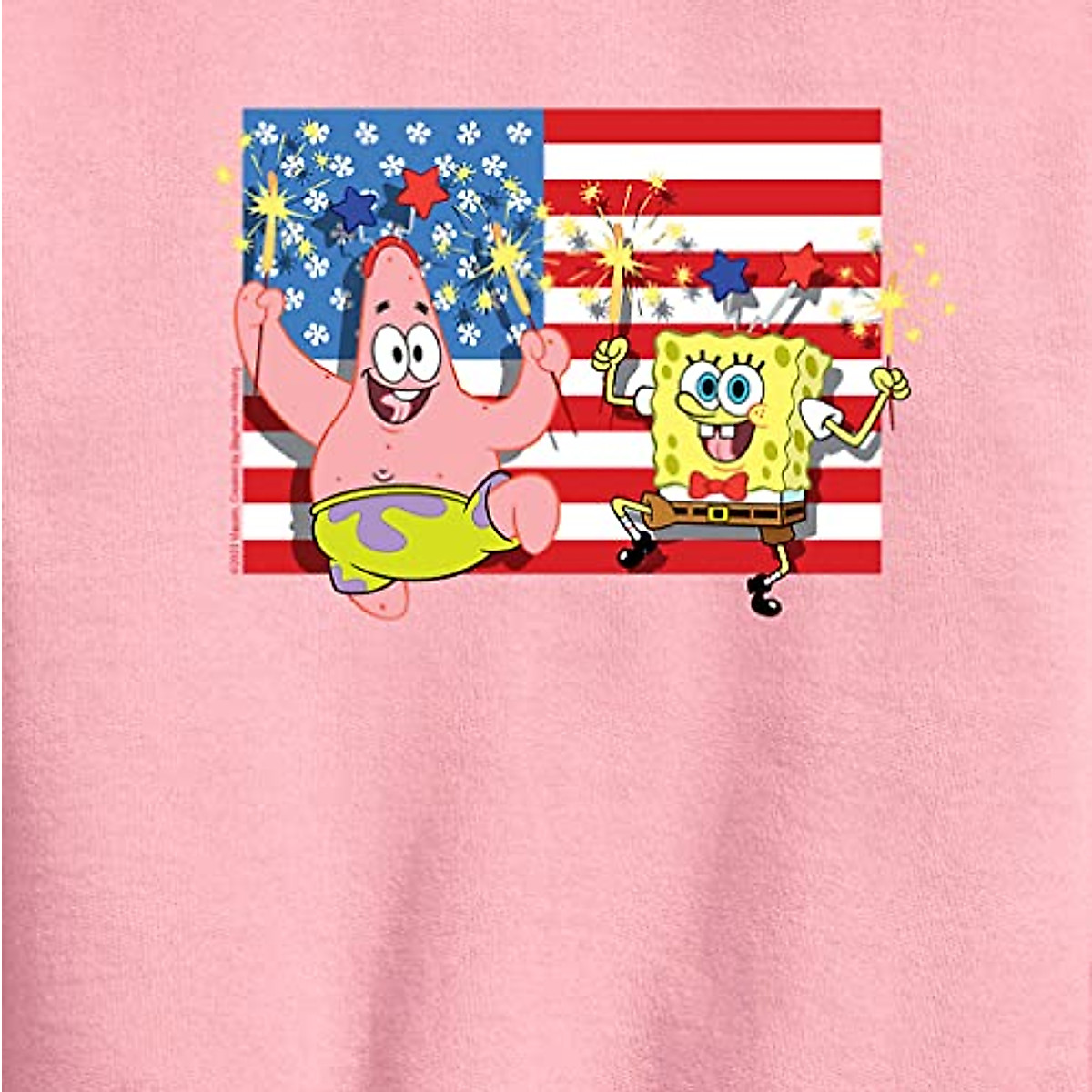 HYBRID APPAREL - Spongebob Squarepants - Patrick Sparkers Flag - Toddler & Youth Crewneck Fleece Sweatshirt - Size Small Mauve