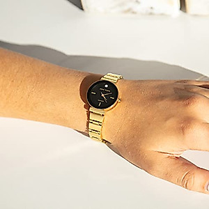 Anne Klein Women's AK/2434BKGB Diamond-Accented Gold-Tone Bracelet Watch