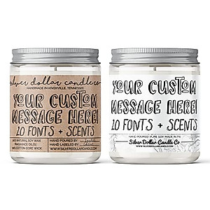 Personalized 8oz/16oz Handmade 100% Soy Wax Scented Candle by Silver Dollar Candle Co.
