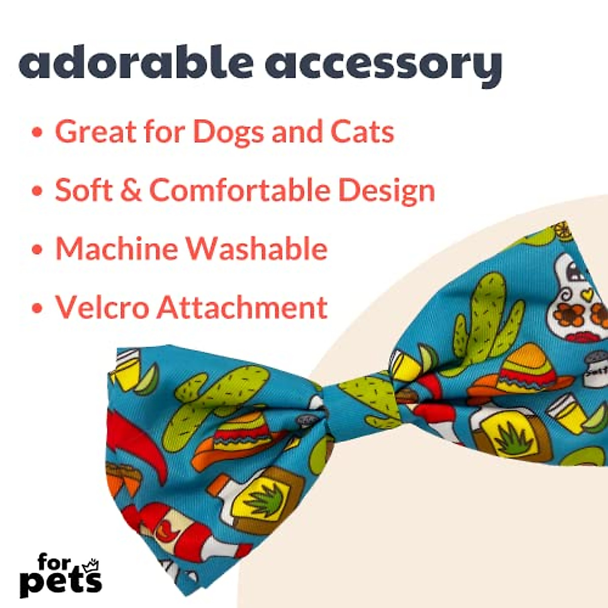 H&K Bow Tie for Pets | Cinco Fiesta (Small) | Velcro Bow Tie Collar Attachment | Fun Bow Ties for Dogs & Cats | Cute, Comfortable, and Durable | Huxley & Kent Bow Tie