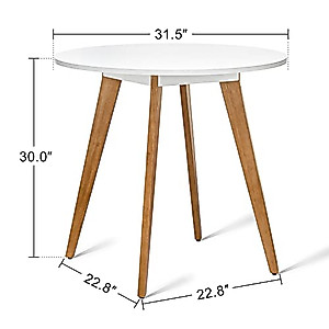 Comfy to go 31.5" Round Dining Table for 2-4 Person- Small Kitchen Table with Solid Wood Legs Modern Table for Dining Room, Kitchen, Leisure Cafe(White) Table Only