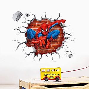 SchwartsCount Spiderman Wall Decals for Boys Room - Peel & Stick Wall Superhero Decor - Spiderman Nursery Stickers and Decals - Removable Kids Room Stickers - (17.7x19.7 Inch) 50x45cm