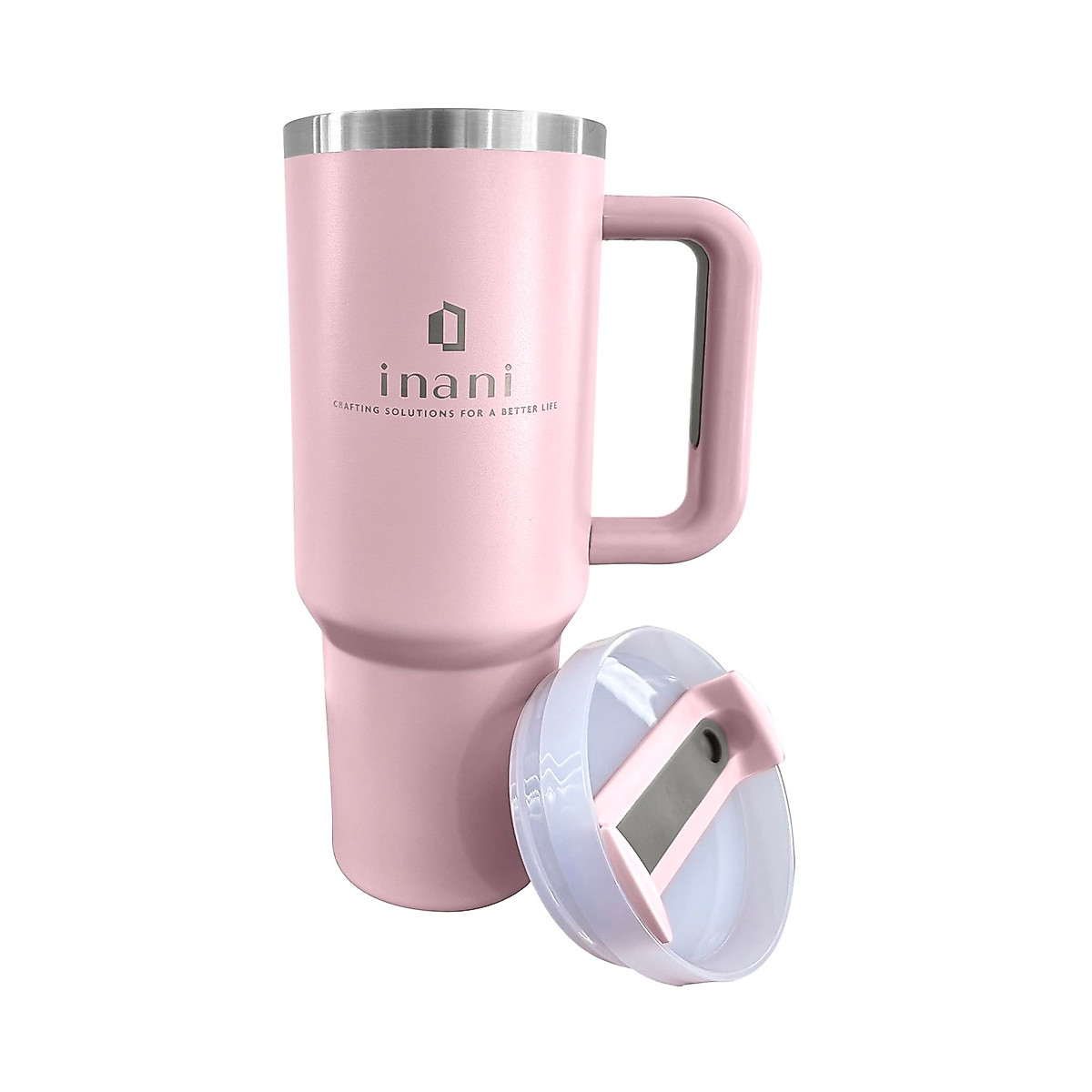 inani 40oz Tumbler With Handle And Straw, Insulated Travel Cup, Leak-Resistant, Spill-Proof Lid, Dishwasher Safe, BPA-Free, Double-Wall Insulated Premium Mug For Hot Or Iced Beverage, Rose Pink