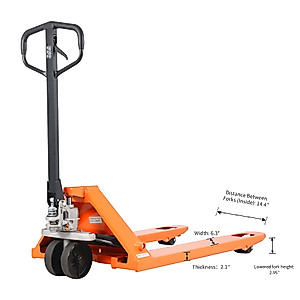 Tory Carrier Pallet Jack Hand Truck Manual Pallet Jacks 5500-Lb. Capacity, 27 x 48 Forks Standard Duty, Rubber Handle, PU Wheels