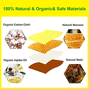 6 Pack Sealable Reusable Beeswax Food Bags, Sustainable Food Storage Containers, Easy to Clean, Easy to Use, Alternative to Plastic