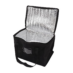 16.5L Large Insulated Cooler Bag with Thermal Foam, Leak Proof Insulated Grocery Shopping Bag, Big Black Collapsible Lunch Box Cooler Tote for Picnic Camping Travel Food Delivery