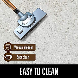 HOMORE Luxury Fluffy Area Rug Modern Shag Rugs for Bedroom Living Room, Super Soft and Comfy Carpet, Cute Carpets for Kids Nursery Girls Home, 4x6 Feet Cream White