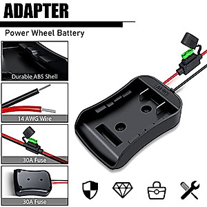 Battery Adapter for Dewalt Battery, Power Wheel Adapter for Dewalt 20v Battery,Power Wheels Battery Conversion Kit with Fuse and 14 Gauge Wire Connector for Ride On Truck, Robotics, Rc Toys