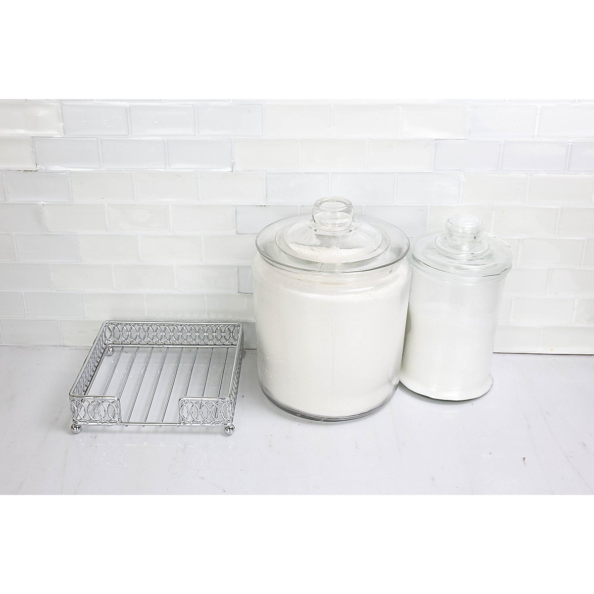 Home Basics Chrome Plated Steel Infinity Collection Flat Napkin Holder Organizing Stand, Elegant Design, Silver Chrome