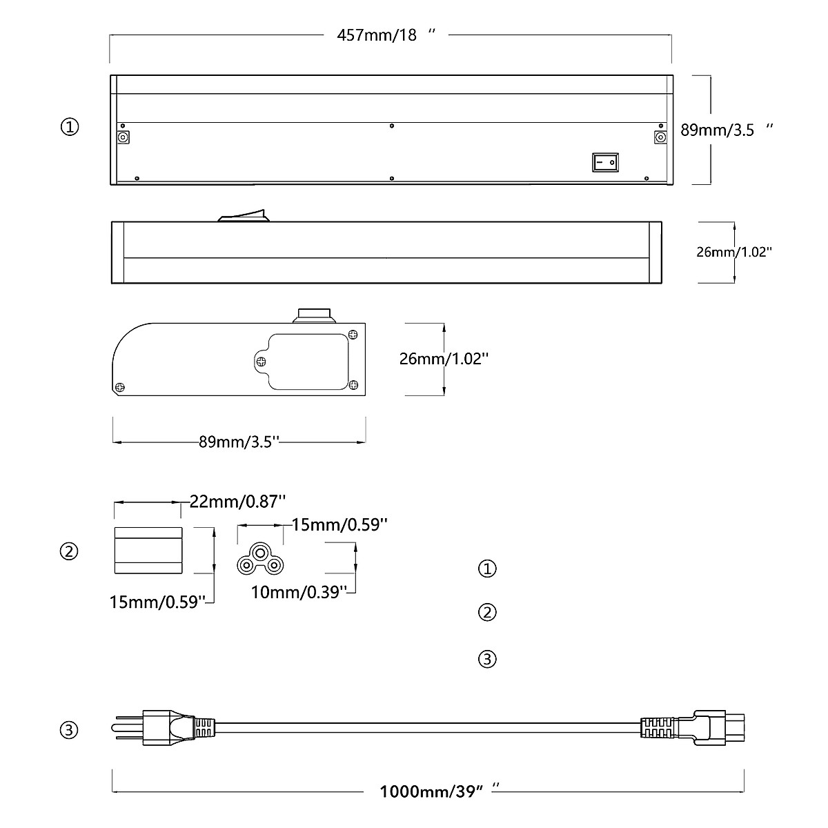 Hardwire Under Cabinet Lights Hardwired or Plug in Tasking Lighting White & RGB Color Changing Dimmable with Remote, Alexa, Google Enabled, Smart Under Counter Lighting Fixture for Kitchen (18 Inch)