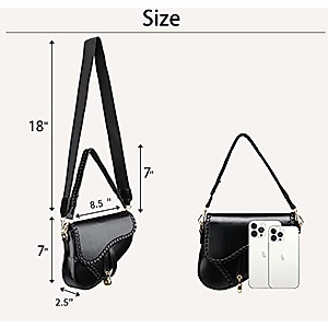 Cozyonme Women's fashion saddle bag shoulder bag purse handbag crossbody bag holiday gift (Black)