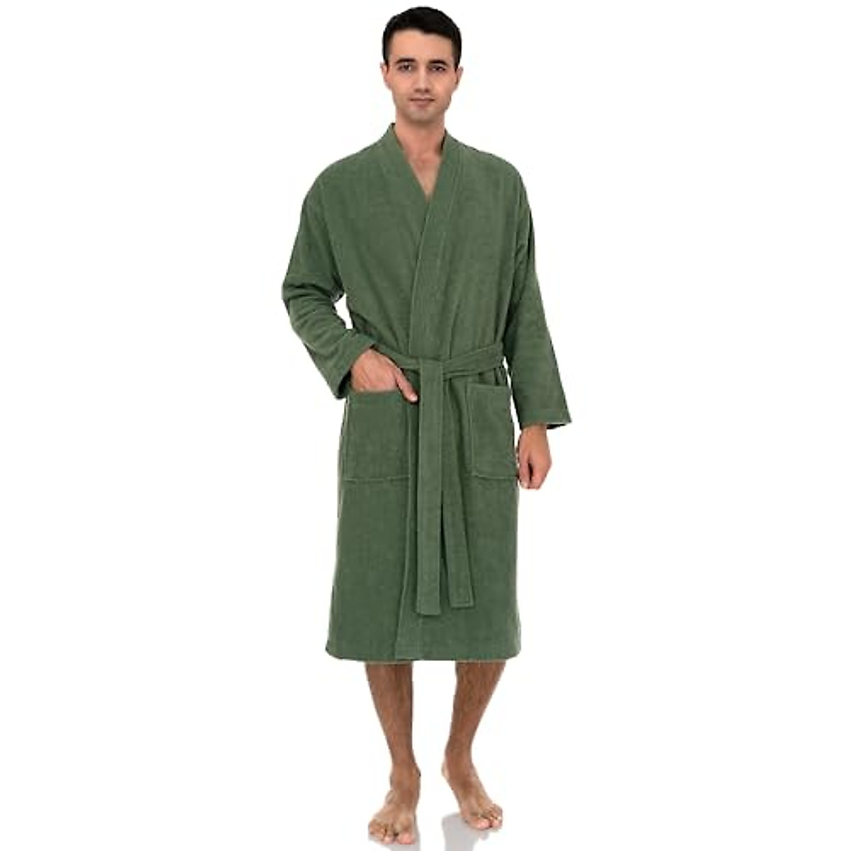TowelSelections Mens Robe, Cotton Terry Cloth Bathrobe, Soft Bath Robe for Men Medium/Large Loden Frost