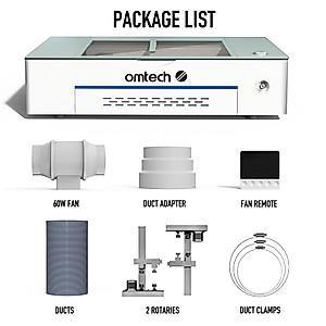 OMTech 50W Desktop Laser Engraver with LightBurn,12x20 CO2 Laser Engraving Machine with 2 Rotary Axes 5MP Camera Fume Extractor Water Chiller,Polar 350 Laser Machine Laser class 2，0.827mW output power