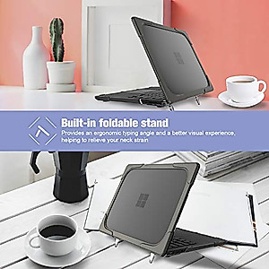 ProCase Protective Case for 13.5" Microsoft Surface Laptop 5/4/3/2 with Alcantara Palm Rest, Heavy Duty Slim Hard Shell Cover with Foldable Kickstands -Grey