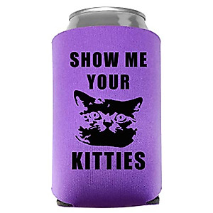 Cool Coast Products - Show Me Your Kitties Coolie | Funny Novelty Foam Can Cooler Beverage Huggie Hugger | Beer Beverage Holder | Beer Cat Gifts | Quality Tailgaiting Can Cooler (Purple)